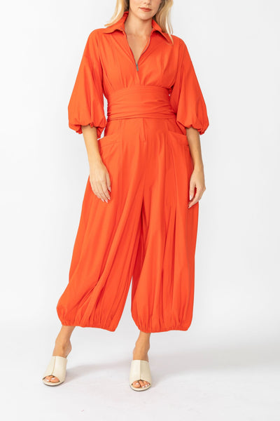 Orange Blouson Sleeve Wide-Leg Jumpsuit – IC Collection