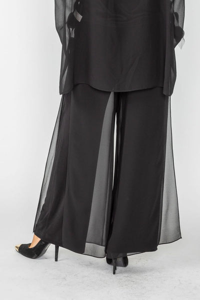 Plus Size Black Mesh Wide Leg Pants – IC Collection