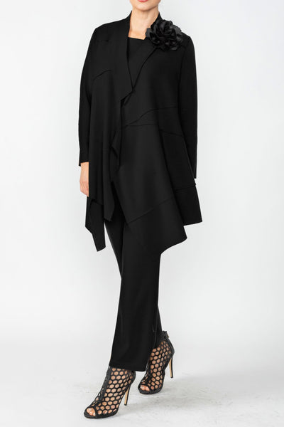 Black Intricate Line Asymmetrical Jacket – IC Collection