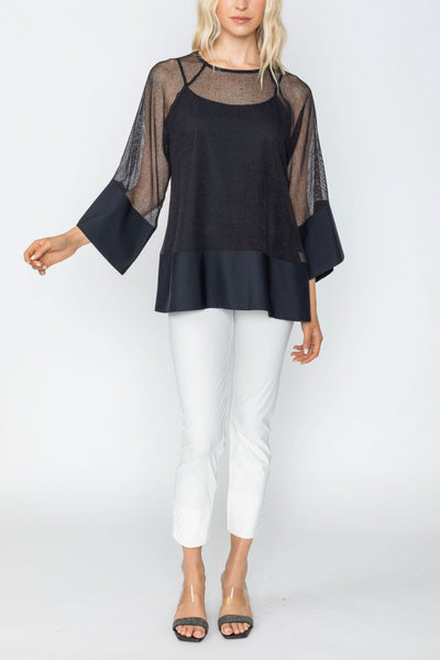 Black Mesh Tunic w/ Cuffs – IC Collection