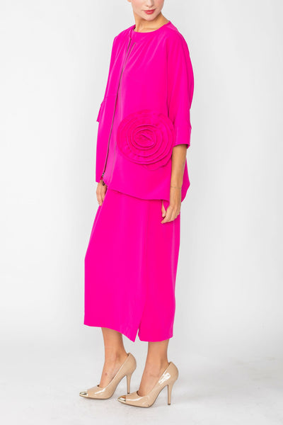 Hot Pink Zip Up Tunic With Laser Cut – IC Collection