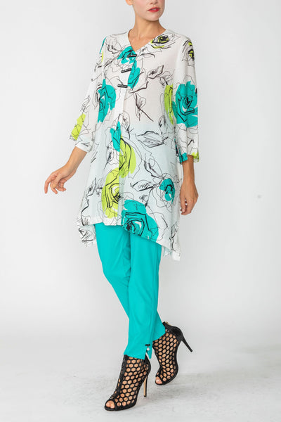 Rose Print Long Tunic Top – IC Collection