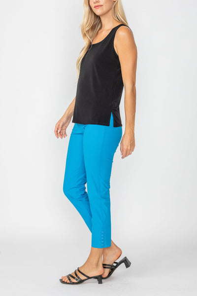 Denim Button Hem Slim Crops – IC Collection